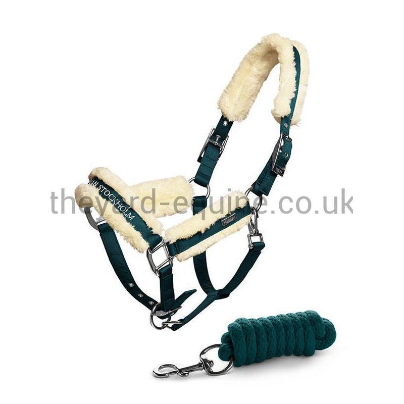 Equestrian Stockholm Fluffy Headcollar and Leadrope Set - Emerald